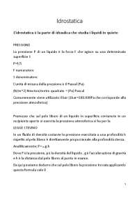 Lezione di Idrostatica con esercizi svolti e spiegati | Appunti di Meccanica | Docsity
