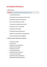 SINTAXIS CASTELLANO EJERCICIOS | Ejercicios de Lengua y Literatura | Docsity