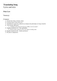 Translating song. Lyrics and Texts - Peter Low / SUMMARY WHOLE BOOK ...