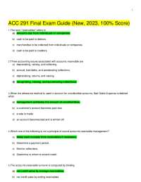 Acc_291_final_exam_guide_new_2023_100_score. | Exams Nursing | Docsity