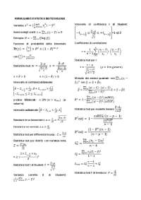 Formulario Statistica | Formulari di Probabilità e Statistica | Docsity