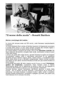 Il senso della moda di Ronald Barthes | Slide di Antropologia | Docsity