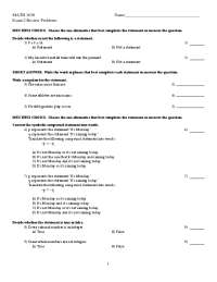 Exam 2 Review Problems.tst | Summaries Discrete Mathematics | Docsity