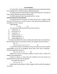 FLUID DYNAMICS The study of flow of fluids in motion ... | Exercises ...