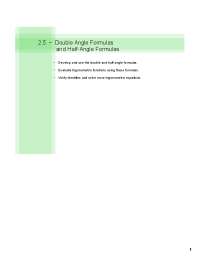 2.5 ~ Double Angle Formulas and Half-Angle Formulas | Study notes ...