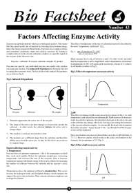 Factors affecting Enzyme Activity | Exams Biochemistry | Docsity