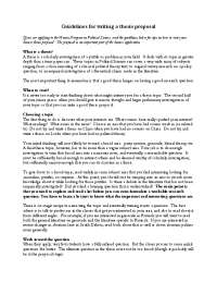 Guidelines for writing a thesis proposal | Slides Political Science | Docsity