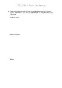 LIFE OF PI – Topic Sentences | Summaries Storytelling | Docsity