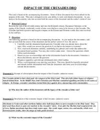 IMPACT OF THE CRUSADES DBQ | Schemes and Mind Maps Italian | Docsity