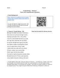 Period: Claude McKay | Study notes Rhetoric | Docsity