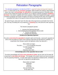 Refutation Paragraphs | Schemes and Mind Maps English Language | Docsity