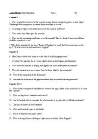 Animal Farm Study Questions Nam | Summaries Animal Biology | Docsity