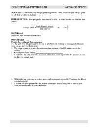 CONCEPTUAL PHYSICS LAB AVERAGE SPEED | Summaries Physics | Docsity