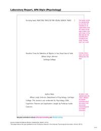 Laboratory Report, APA Style (Psychology) | Schemes and Mind Maps ...