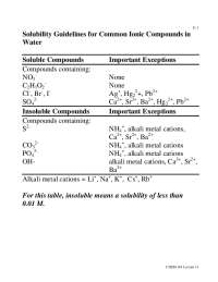 Solubility Guidelines for Common Ionic Compounds in Water ... | Study ...