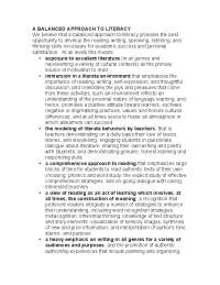 A balanced approach to literacy | Slides Literature | Docsity