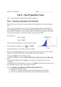 Lab 6 – One-Proportion Z-tests | Amherst College | Study notes ...