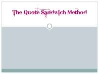 The Quote Sandwich Method | Exams English | Docsity